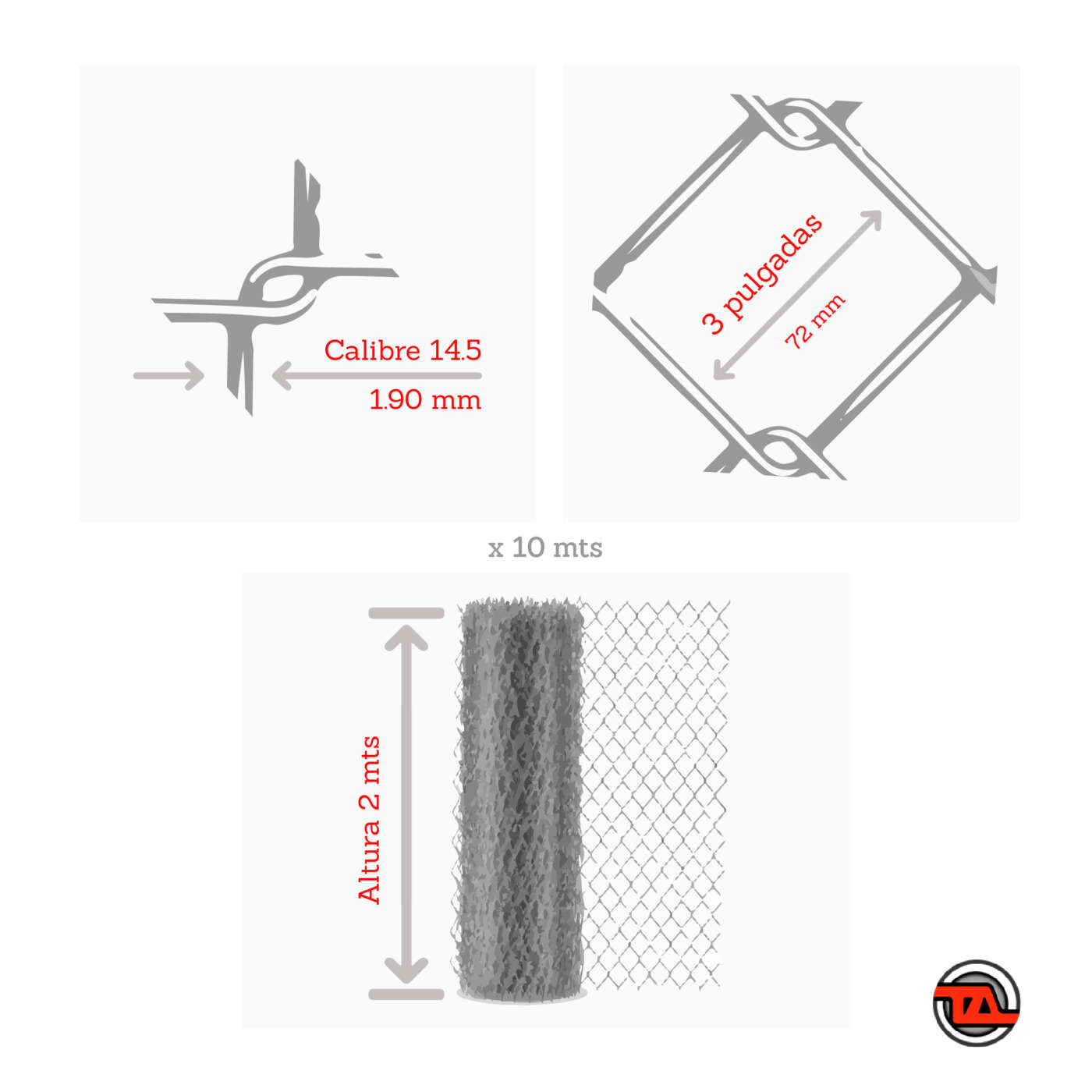 Tejido romboidal galvanizado abertura 3″ calibre 14.5 – Tucumán Alambres